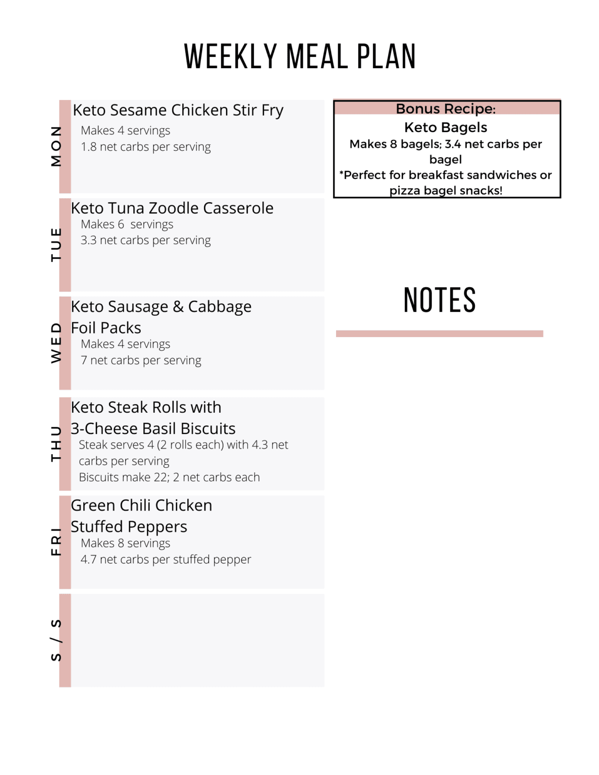 Easy Keto Meal Plan with Printable Shopping List (Week 13) - Maebells