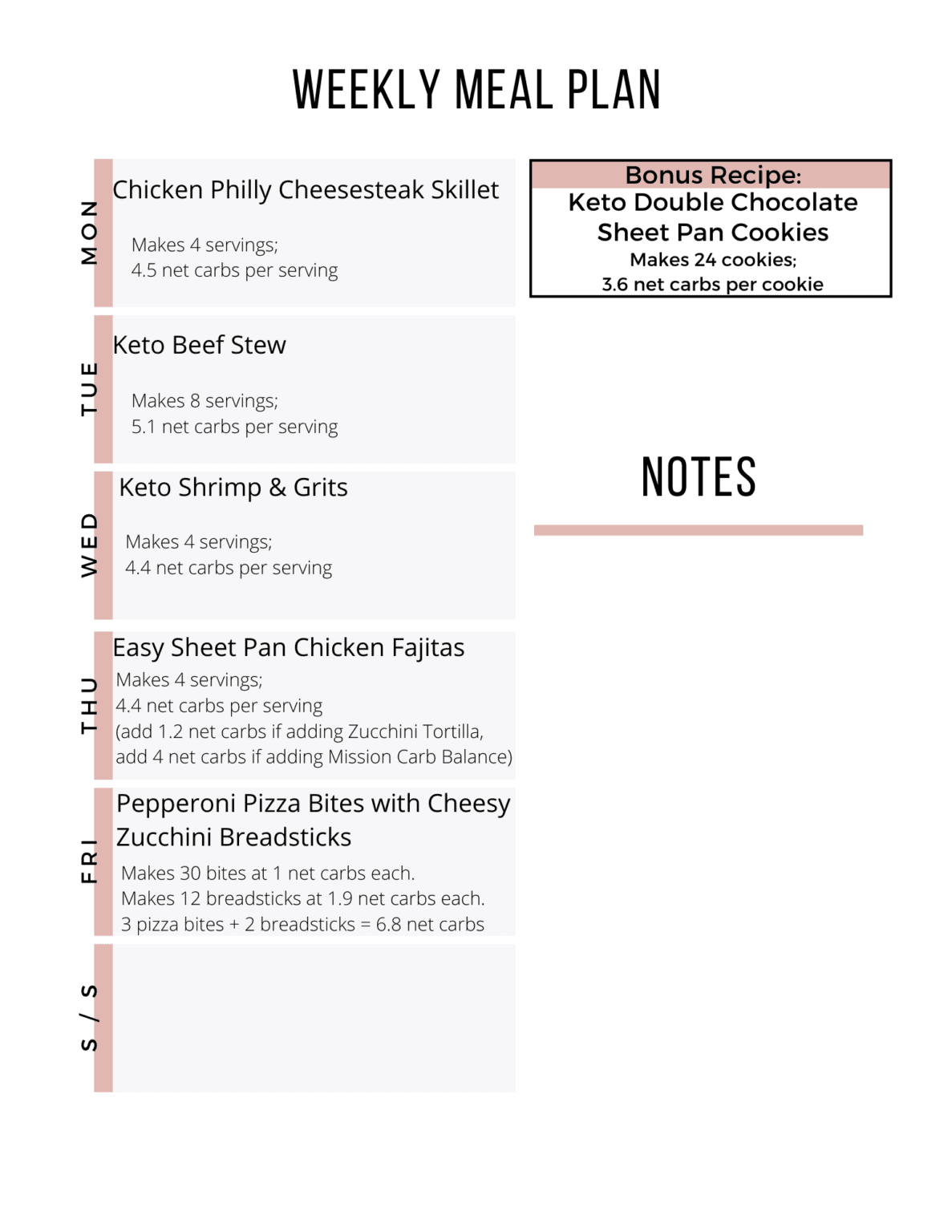 Easy Keto Meal Plan with Printable Shopping List (Week 19) - Maebells