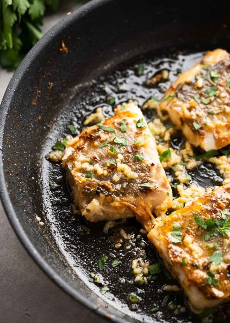 Pan Fried Garlic Butter Cod - Maebells